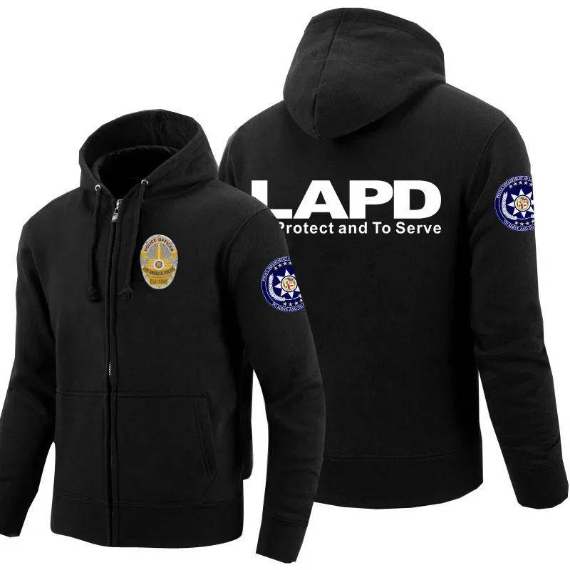 M-nner-Sweatshirts-drucken-Lapd-Abteilung-Fleece-Rei-verschluss-Hoodies ...