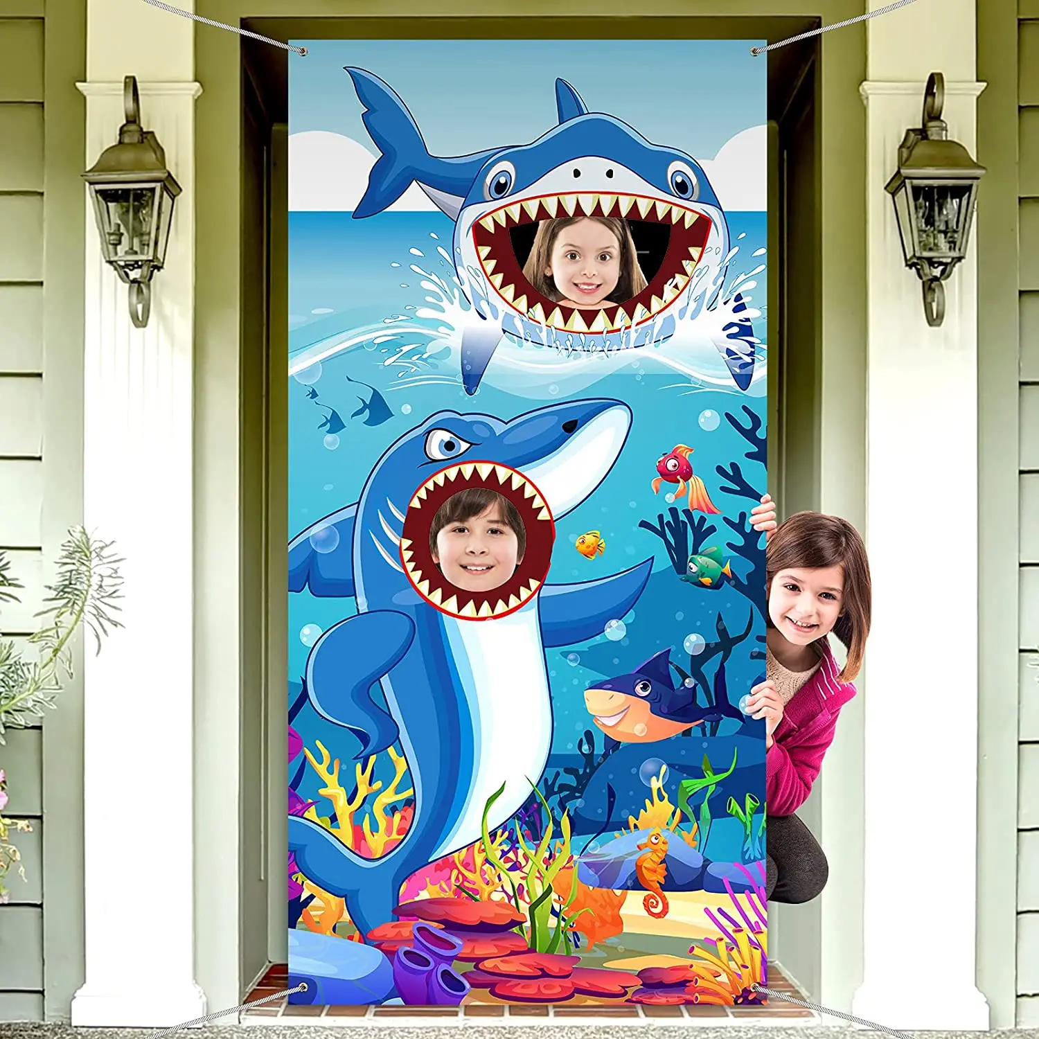 Shark-Photo-Booth-Props-Background-Shark-Photo-Door-Banner-Photography ...