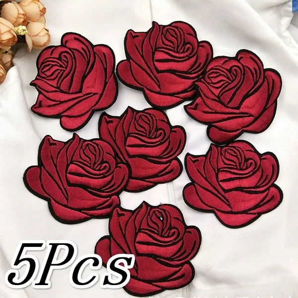 5pcs New Roses Decals Iron Cloth Patch Patch Decoration Flowers ...
