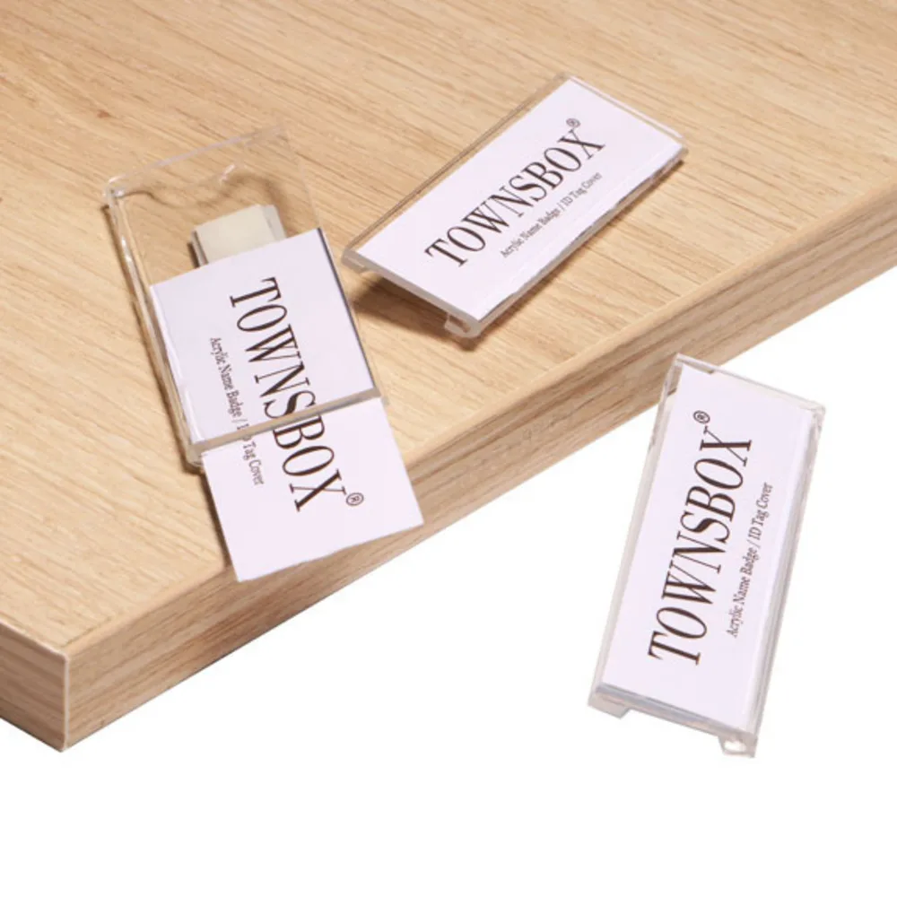 5 Pieces Magnetic Name Badge Holders Tags Kit Clear Acrylic Mini Sign ...