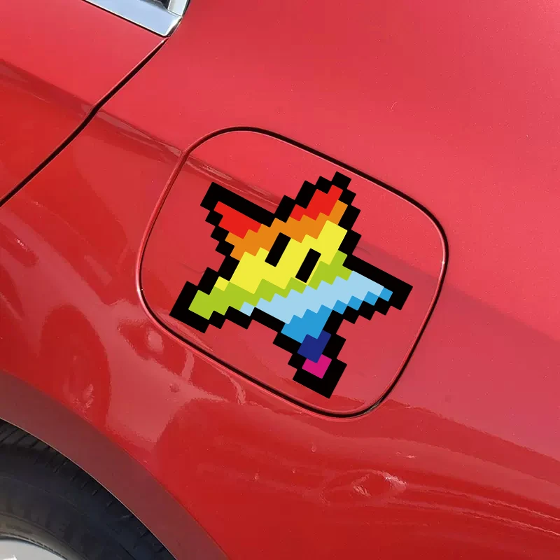 1pc-pixel-design-rainbow-star-body-decoration-reflective-car-stickers ...