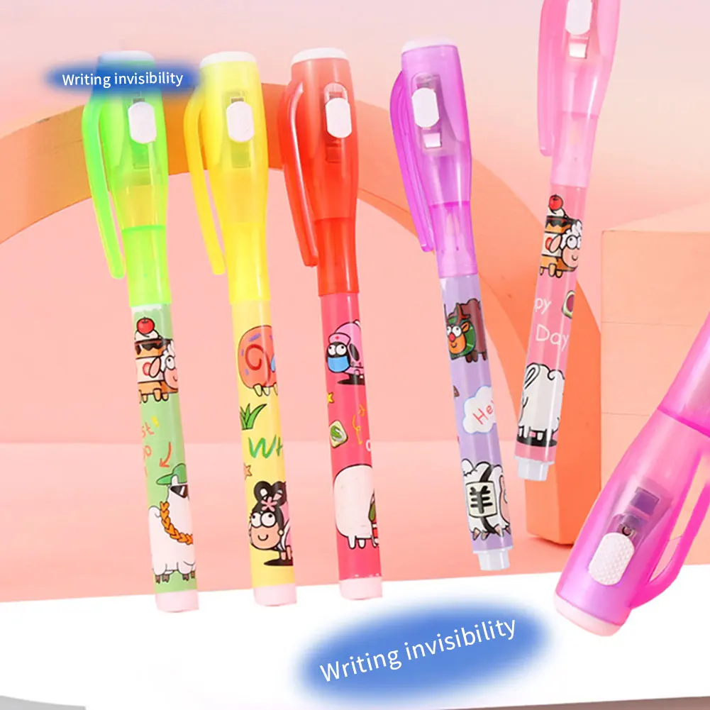 Office-Stationery-LED-Light-Marker-Pens-Ink-Pen-School-Magic-Flashlight ...