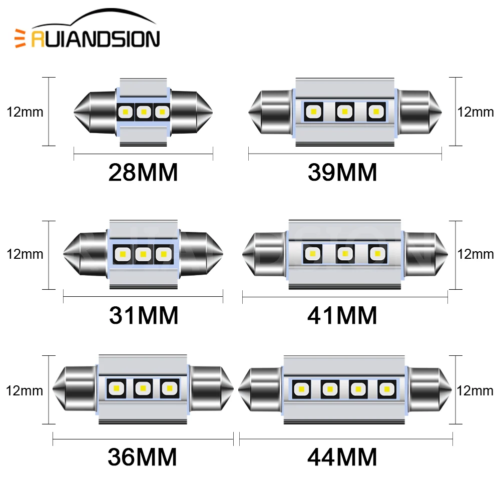 Festoon LED 28mm 31mm 36mm 39mm 41mm 44mm C5W C10W Super Bright Car Dome Light Canbus No Error ...