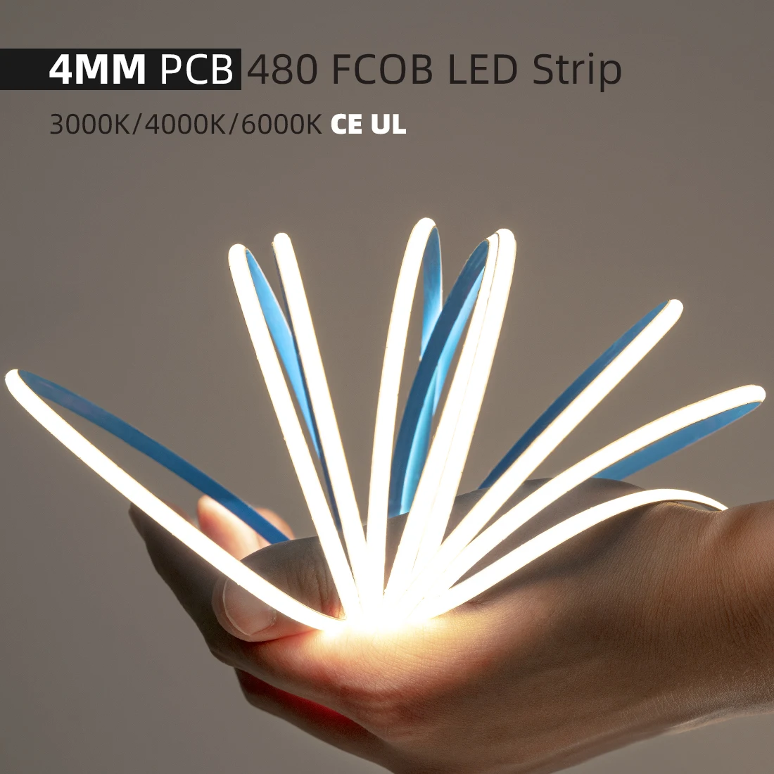 Fcob 4mm 480 Led Flexible Cob Led Strip Light High Density Fob Light ...