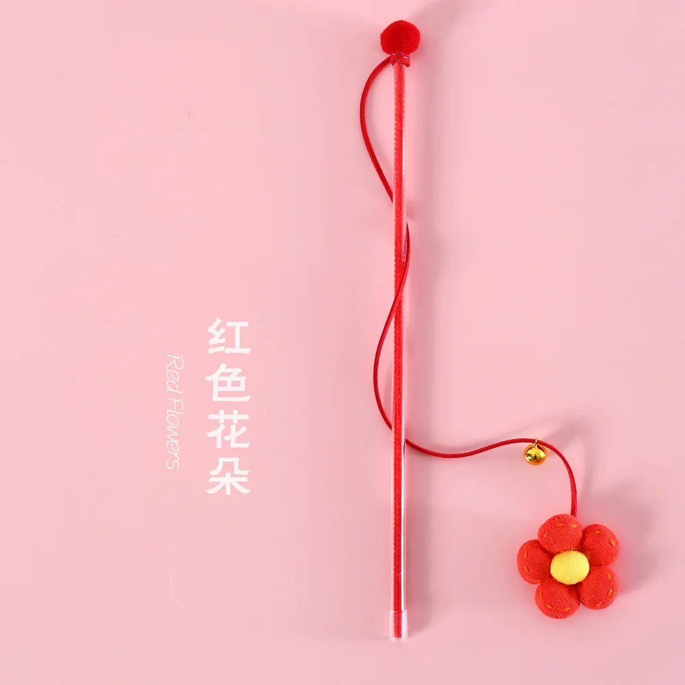 GRELOT CLOCHE,red--Bâton de chat en tissu, dessin animé, boule de ...