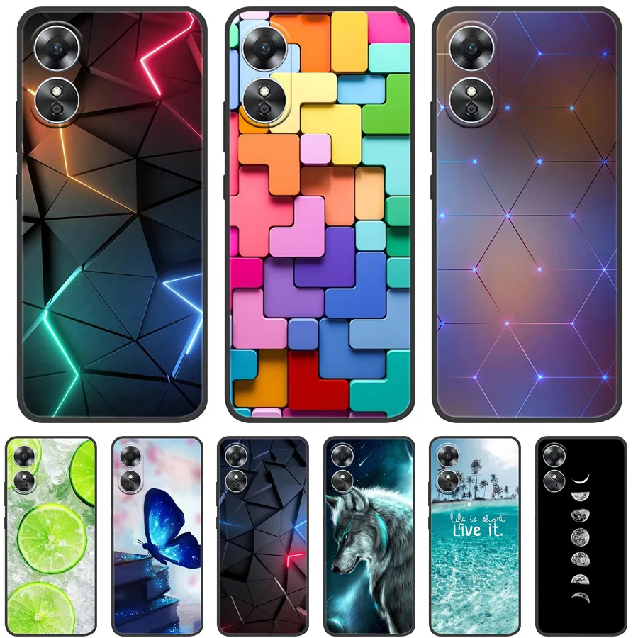 For-Oppo-A38-Case-Soft-Black-Silicone-Bumper-Butterfly-Phone-Cover-for ...