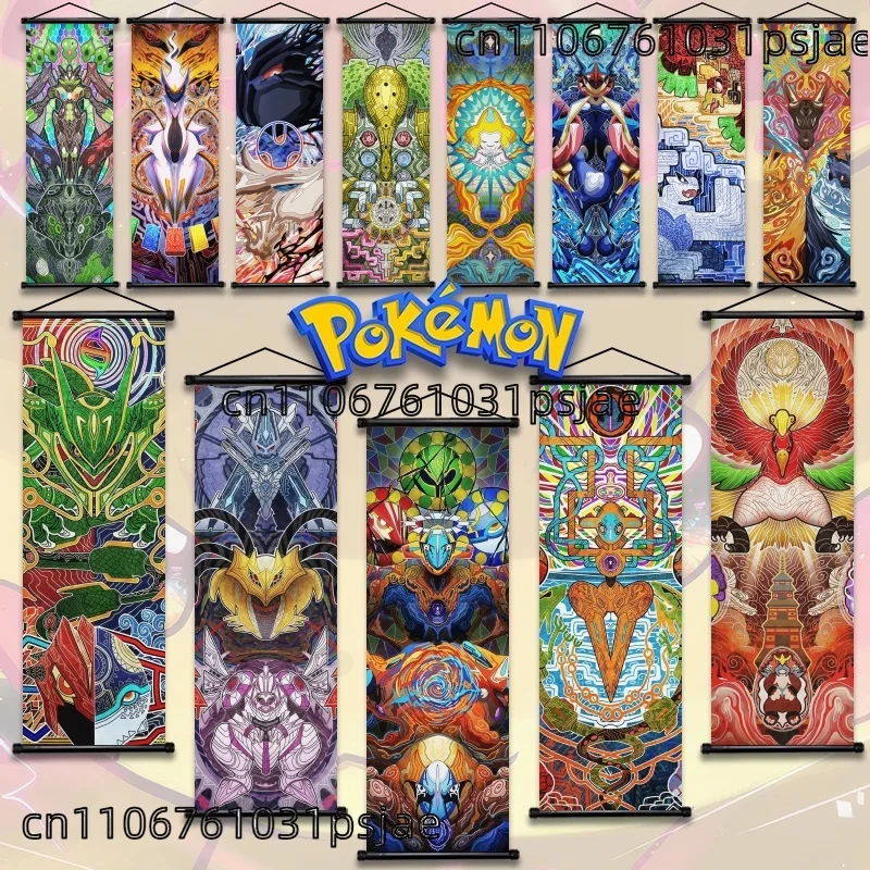 Pokémon Muchos personajes Mewtwo Charizard Ho - Oh Art Fabric Scroll ...