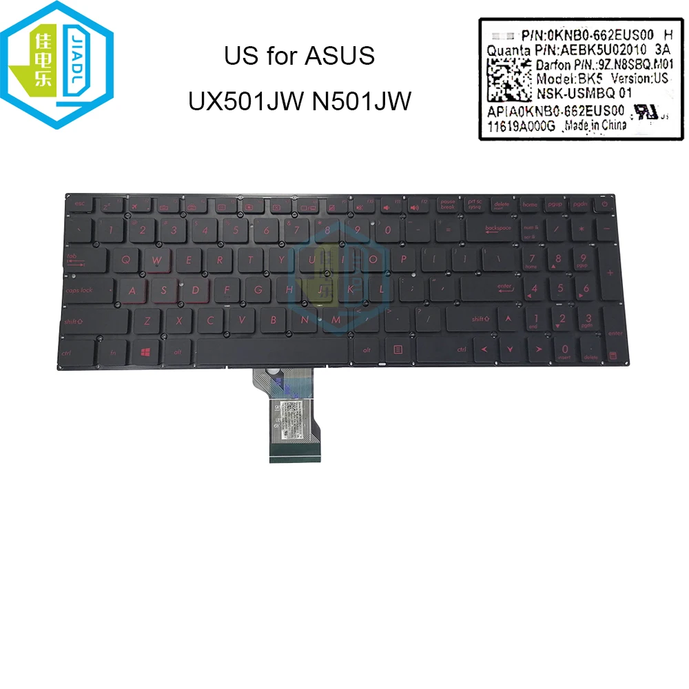 새로운 노트북 키보드 영어 미국 ASUS N501 UX501 ZenBook Pro N501JW UX501JW 교체 키보드, 레드 ...