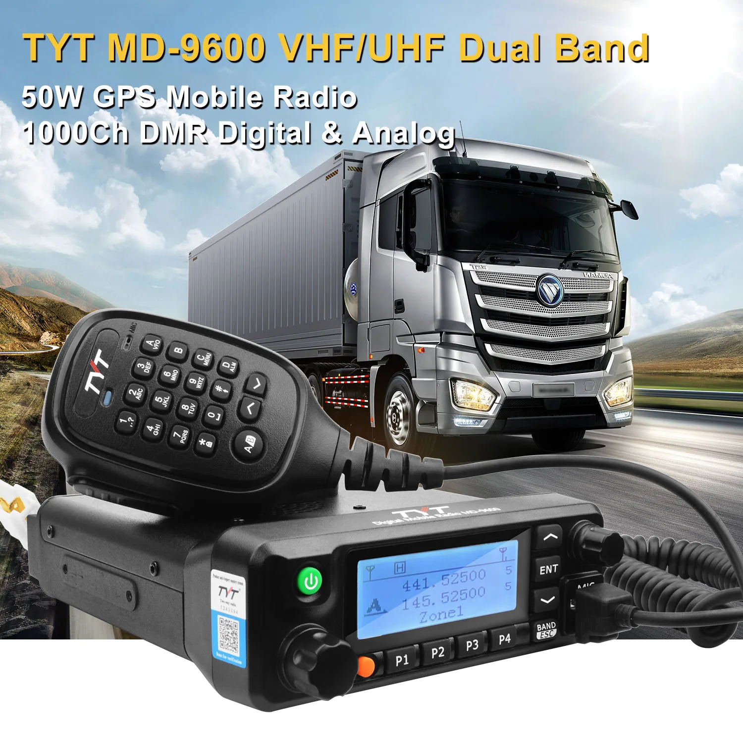 TYT-transceptor-m-vil-MD-9600-VHF136-174MHz-GPS-UHF400-480MHz-banda ...