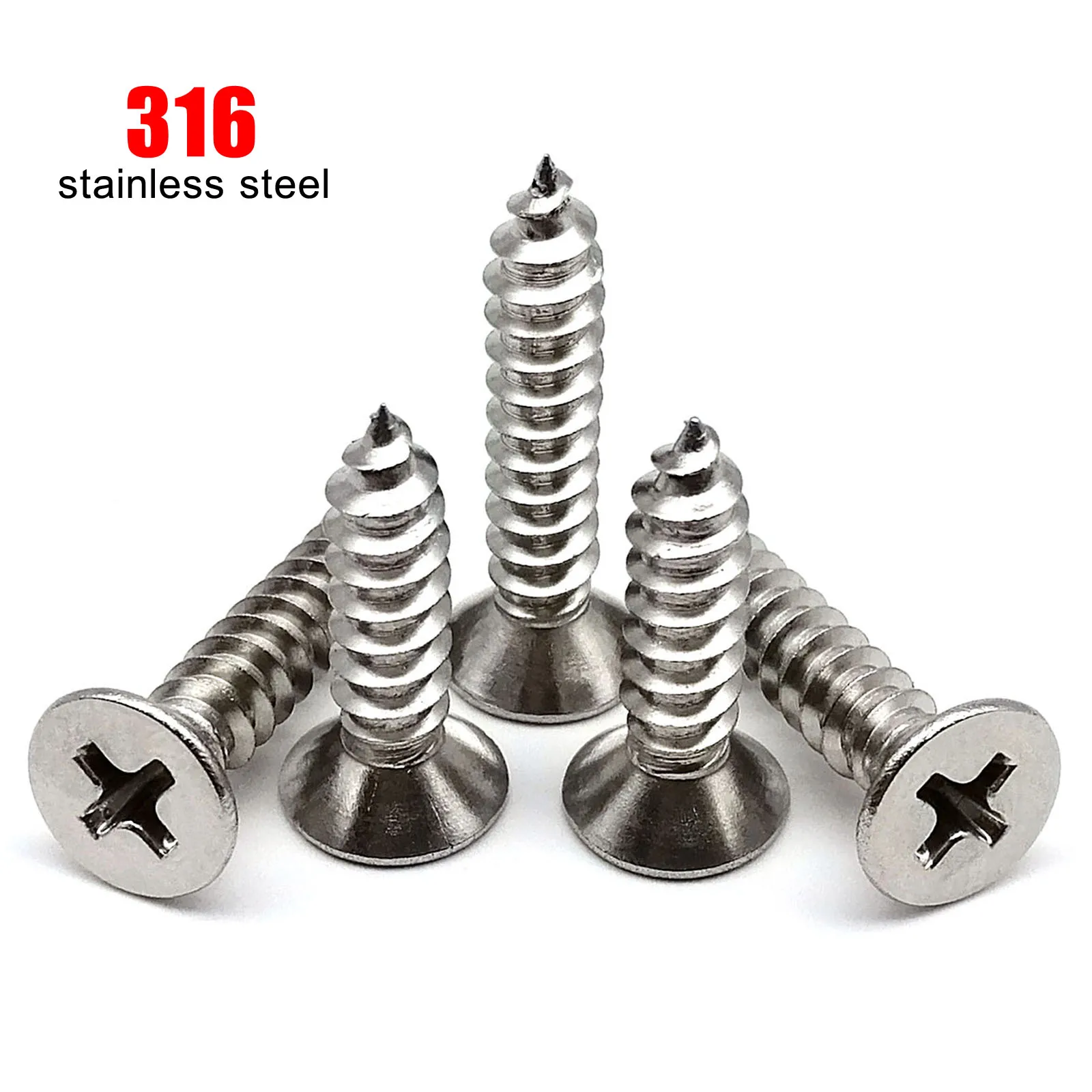 10/50X M2 M2.5 M3 M3.5 M4 M5 M6 Marine Grade 316 A4 Stainless Steel GB846 Phillips Flat ...
