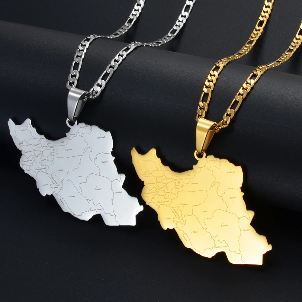 Anniyo-Iran-Map-With-Cities-Name-Pendant-Necklaces-for-Men-Women-Unisex ...
