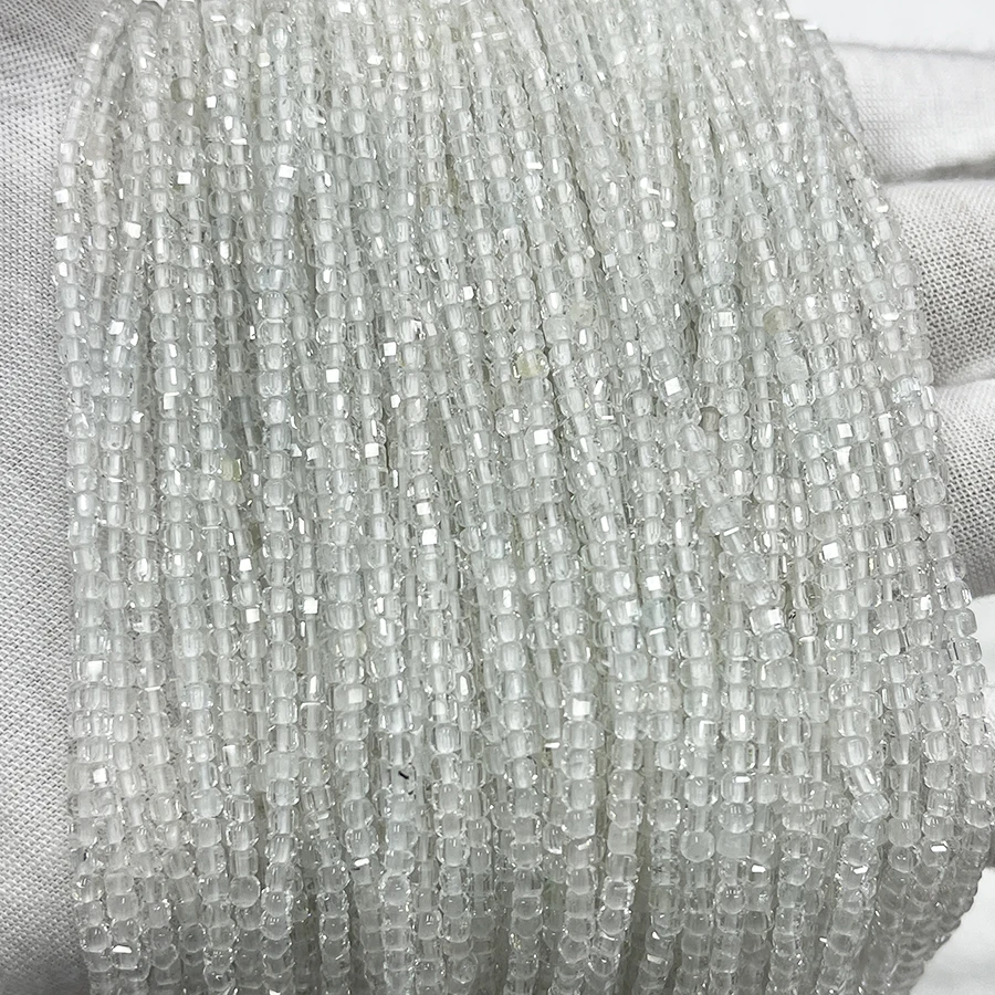 Natural-Crystal-White-Topaz-Handmade-Faceted-Cube-Loose-Beads-For-DIY ...