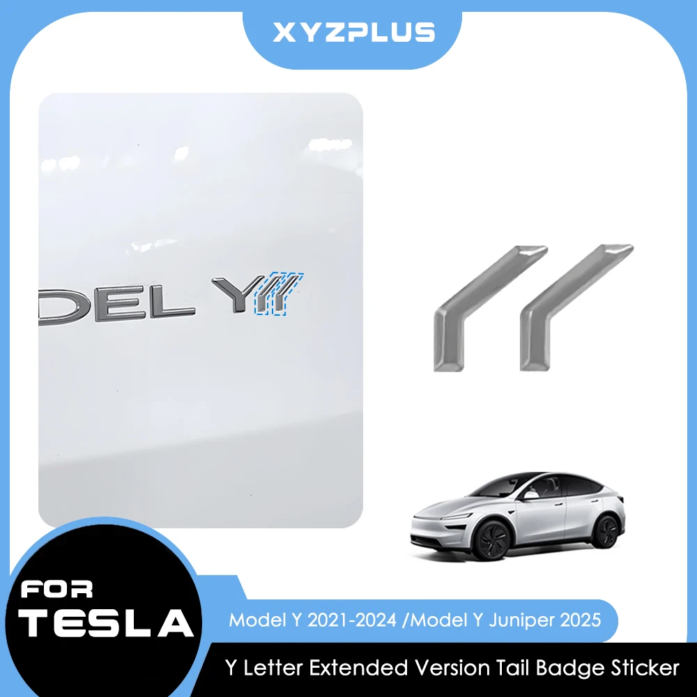 ABS Y Letters Car Logo Emblem Badge 3D Chrome Sticker For Tesla Model Y ...