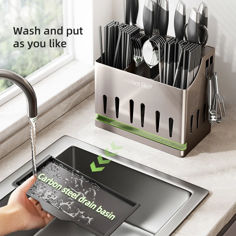 Knife Holder Chopsticks Tableware Cage Integrated Storage Draining Rack ...