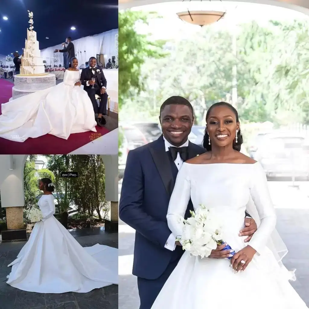 White-Church-Long-Sleeve-Wedding-Dresses-Vintage-Beteau-Neckline-Satin ...