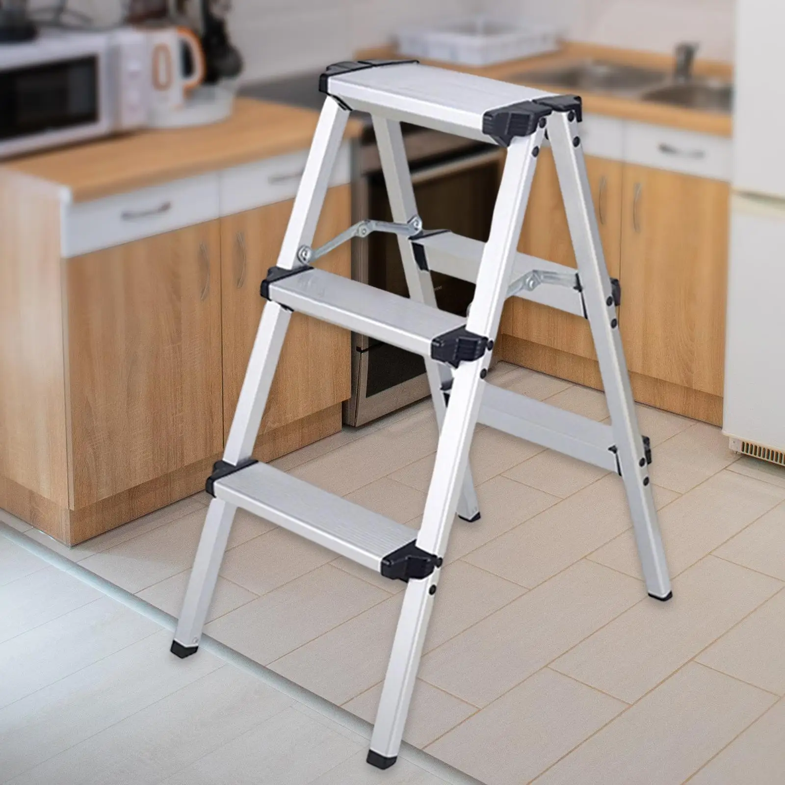 3-Step-Stool-Herringbone-Ladders-Storage-Shelf-Rack-Ladders-Folding ...