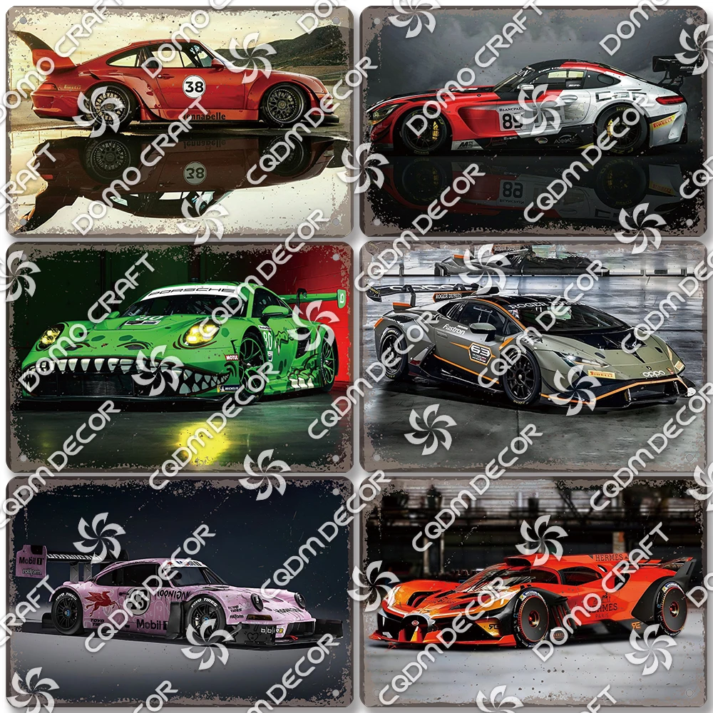 Luxury Sports Car Poster Vintage Metal Tin Sign Supercar Metal Plaque ...