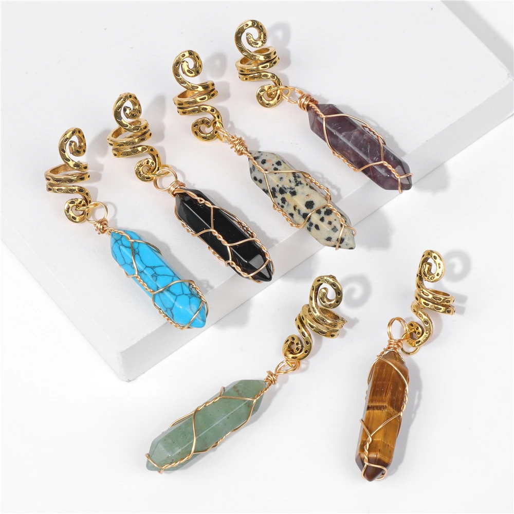Hexagonal-Dreadlocks-Clip-Hair-Rings-Natural-Stone-Plait-Accessories ...