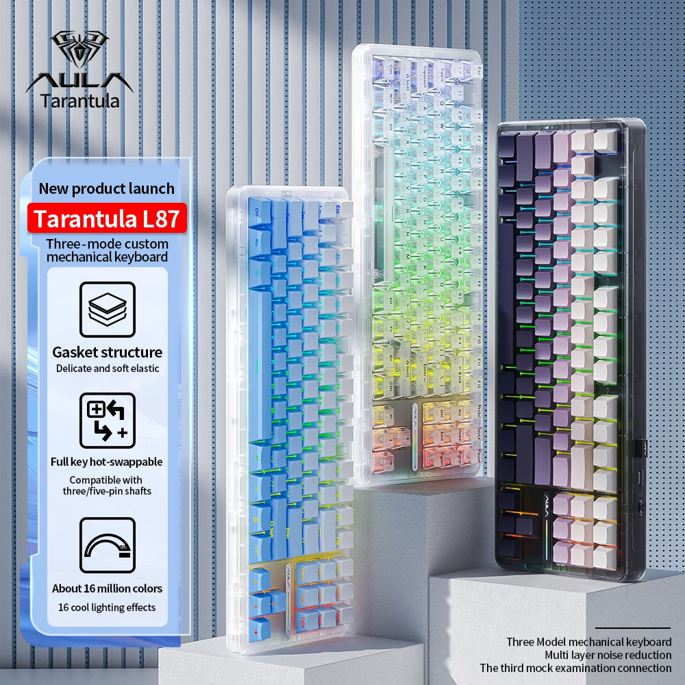 AULA-L87-Mechanical-Keyboard-2-4g-Usb-Bluetooth-Tri-Mode-Wireless-87 ...