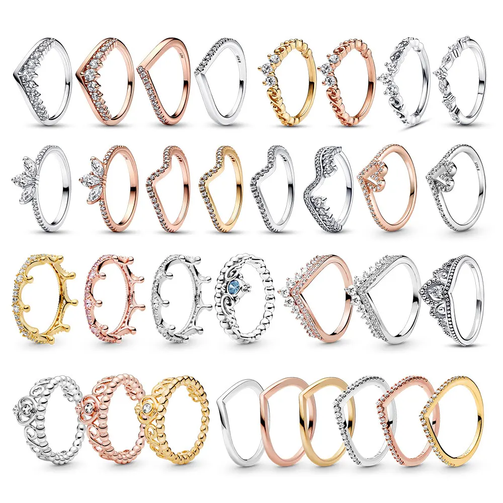 Corona-de-Plata-de-Ley-925-para-mujer-anillo-apilable-joyer-a-fina-de ...