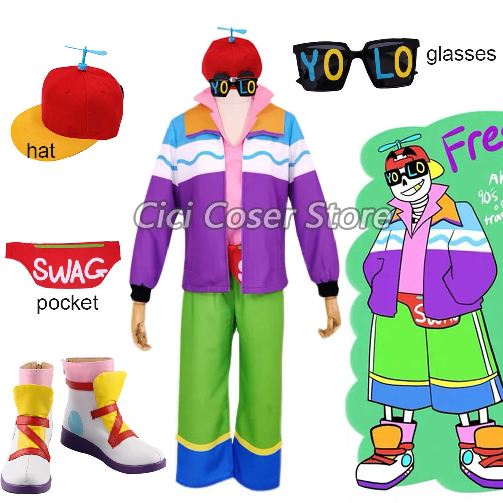 Undertale-AU-Fresh-Sans-Cosplay-Costume-Hat-Zipper-Pocket-Uniform-Suit ...
