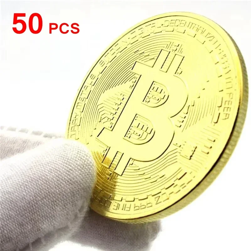 50pcs Bitcoin Creative Souvenir Gold Plated Coin Collectible Great Gift ...