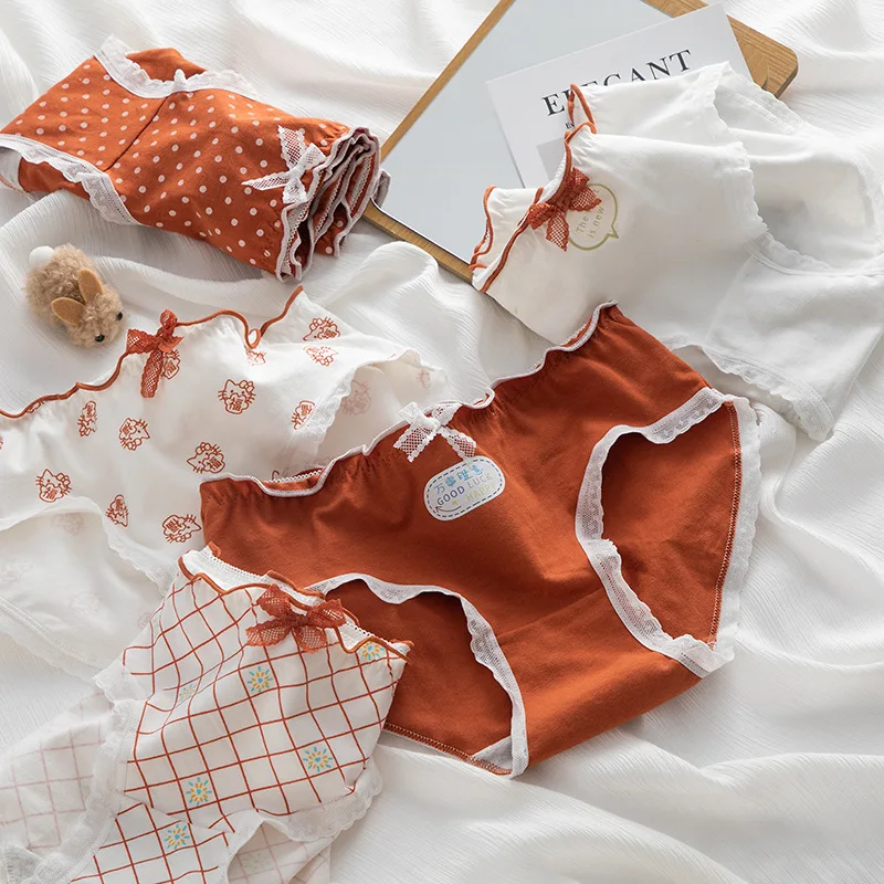 Bragas de algodón de piezas/M XL para mujer, ropa interior con lunares ...