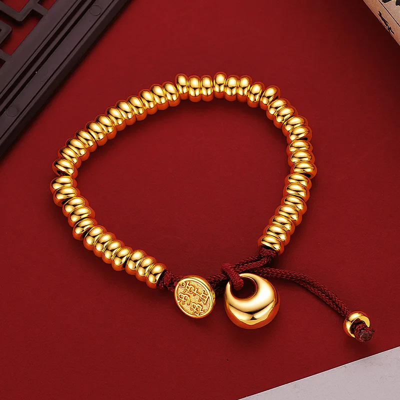 24k-Real-Gold-9999-Women-New-Style-Smooth-Gold-Tuotuo-Peace-Joy-Money ...