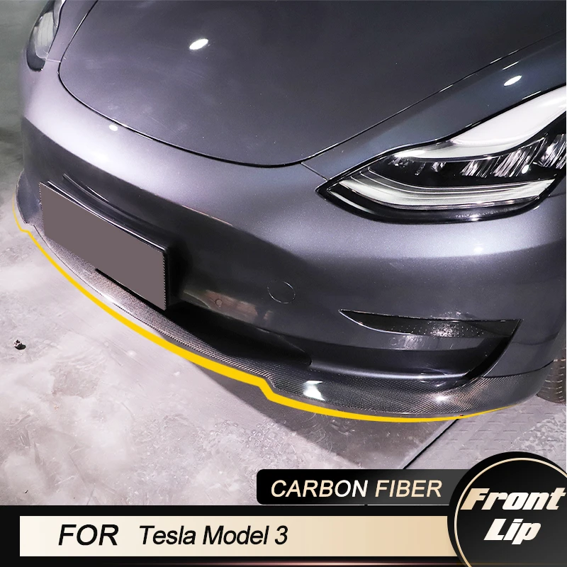 Car Front Bumper Lip Spoiler For Tesla Model 3 Base Sedan 4-door 2016 ...