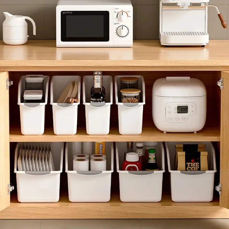 Curved Plastic Storage Bins Set - Multipurpose Home Organization Boxes ...