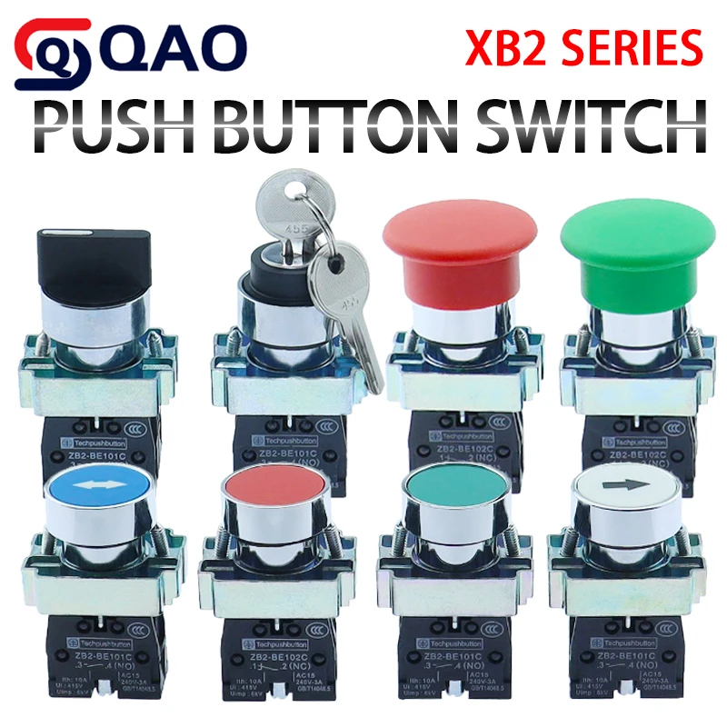 Button-switch-self-reset-XB2-small-mushroom-head-emergency-stop-22mm-knob-key-start-inching ...