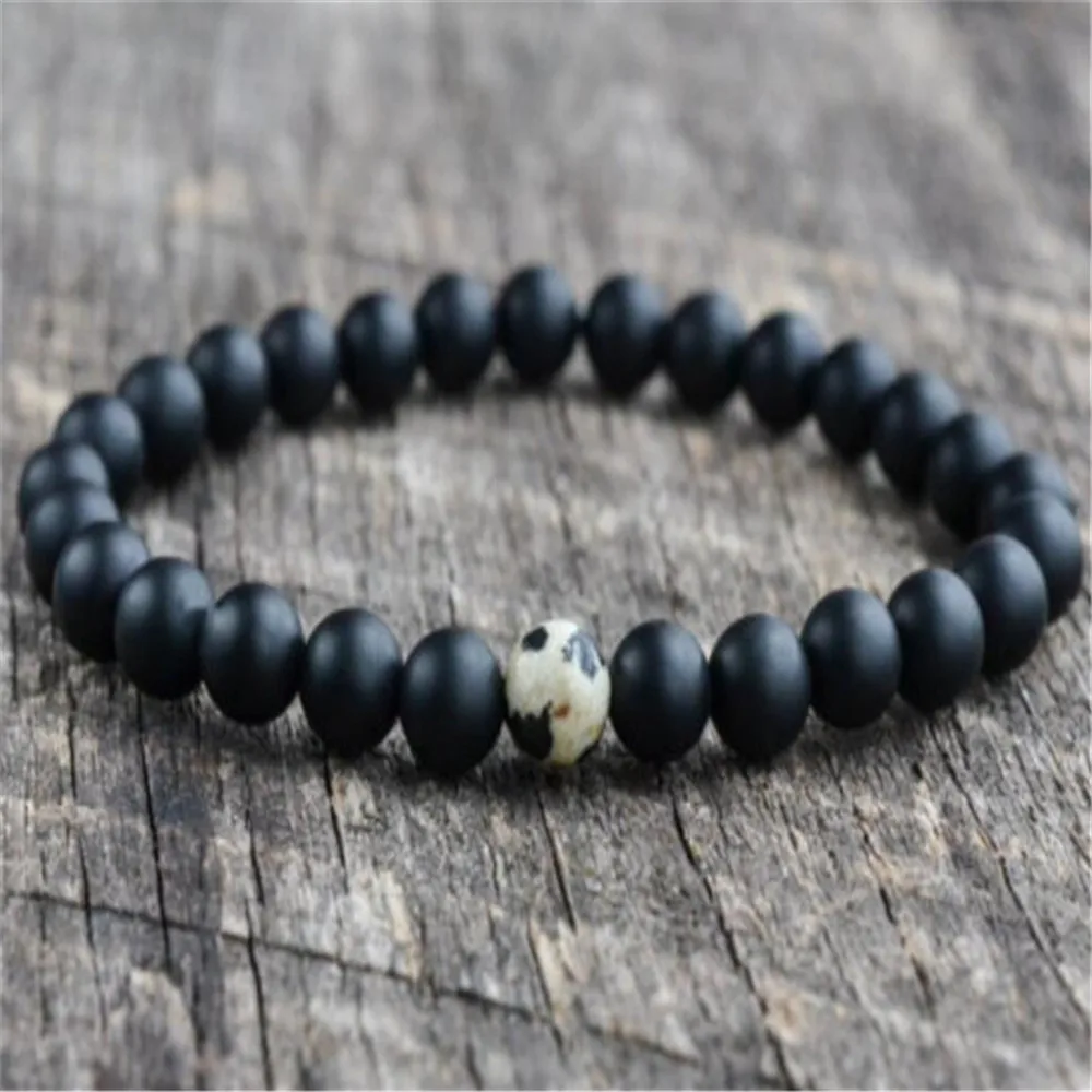 6mm-Obsidian-Spotted-Stone-Mala-Bracelet-Gemstone-7inches-Adjustable ...