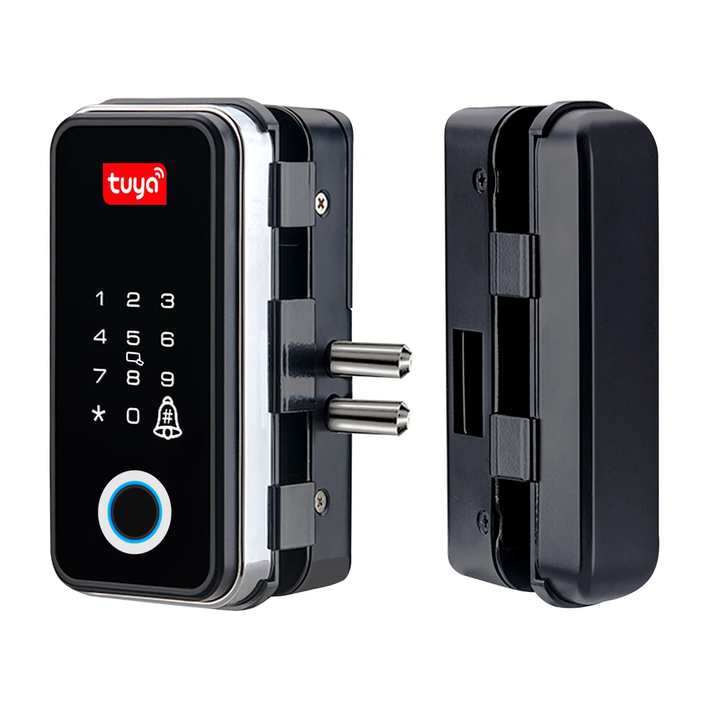 Tuya App Biometric Fingerprint Glass Door Lock Office Electronic Smart ...