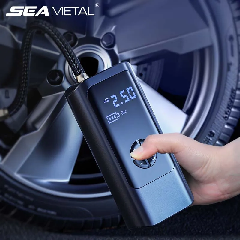 SEAMETAL 8000mAh Wireless Wired Portable Car Air Compressor 12V 150PSI ...