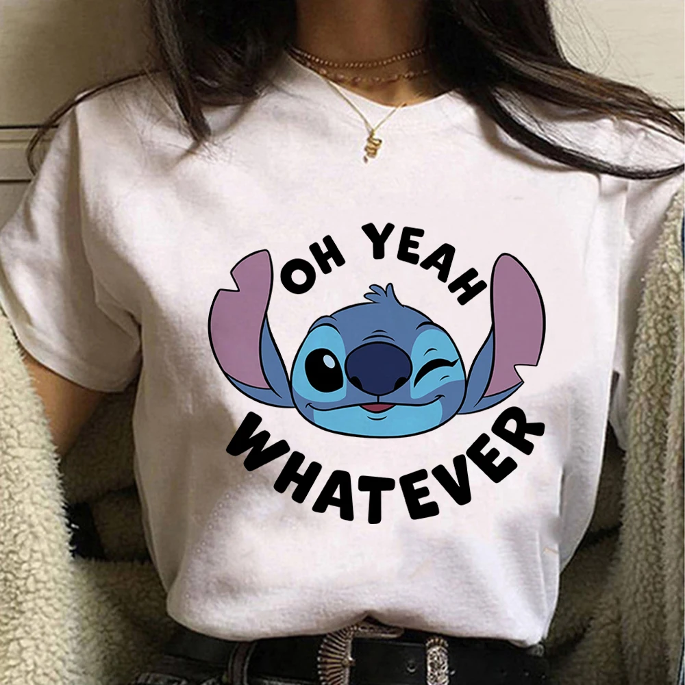 Disney Stitch Oh Yeah Whatever Funny T shirt Women Cute Harajuku Youth ...