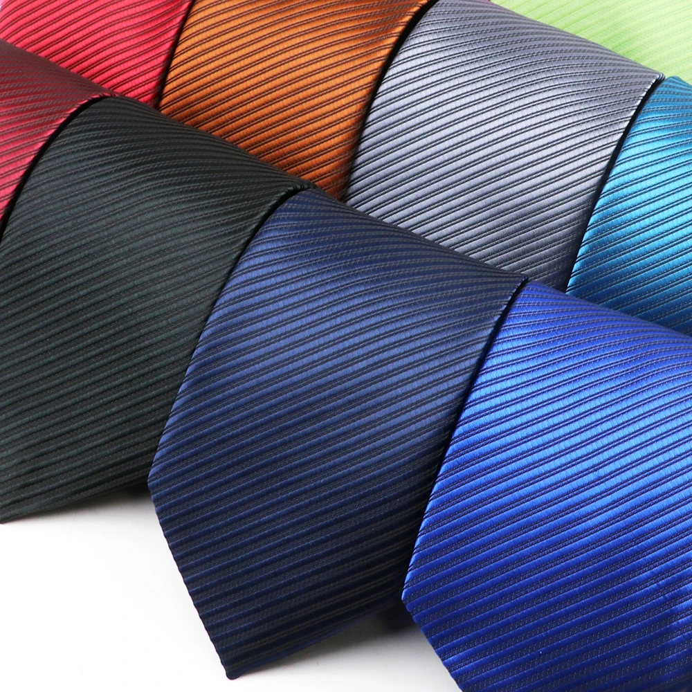 New-Design-Solid-Color-Striped-Necktie-Black-Blue-Polyester-Tie-For-Men ...