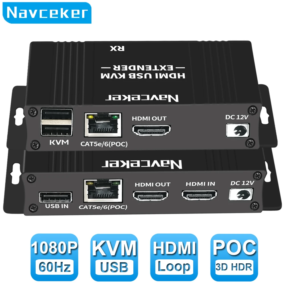 Extensor-KVM-HDMI-de-60M-sobre-Ethernet-Cat5e-6-1080P-USB-extensor-HDMI ...