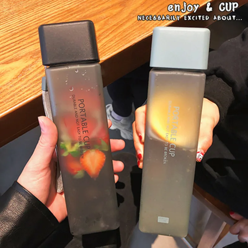 Botol Air Plastik Beku Persegi Botol Jus Transparan Portabel Anti Bocor ...