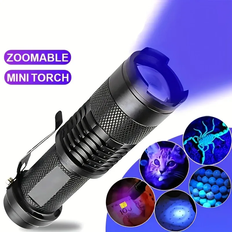 LED-UV-Flashlight-395nm-Mini-Ultraviolet-Torch-Purple-Light-Waterproof ...