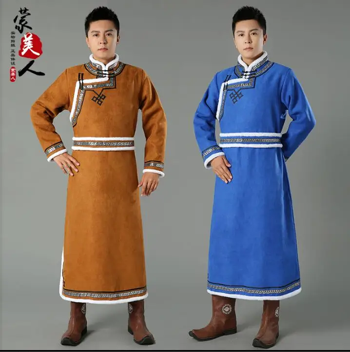 Traditional-Men-s-Mongolian-Robe-Autumn-and-Winter-Deer-Skin-Velvet ...
