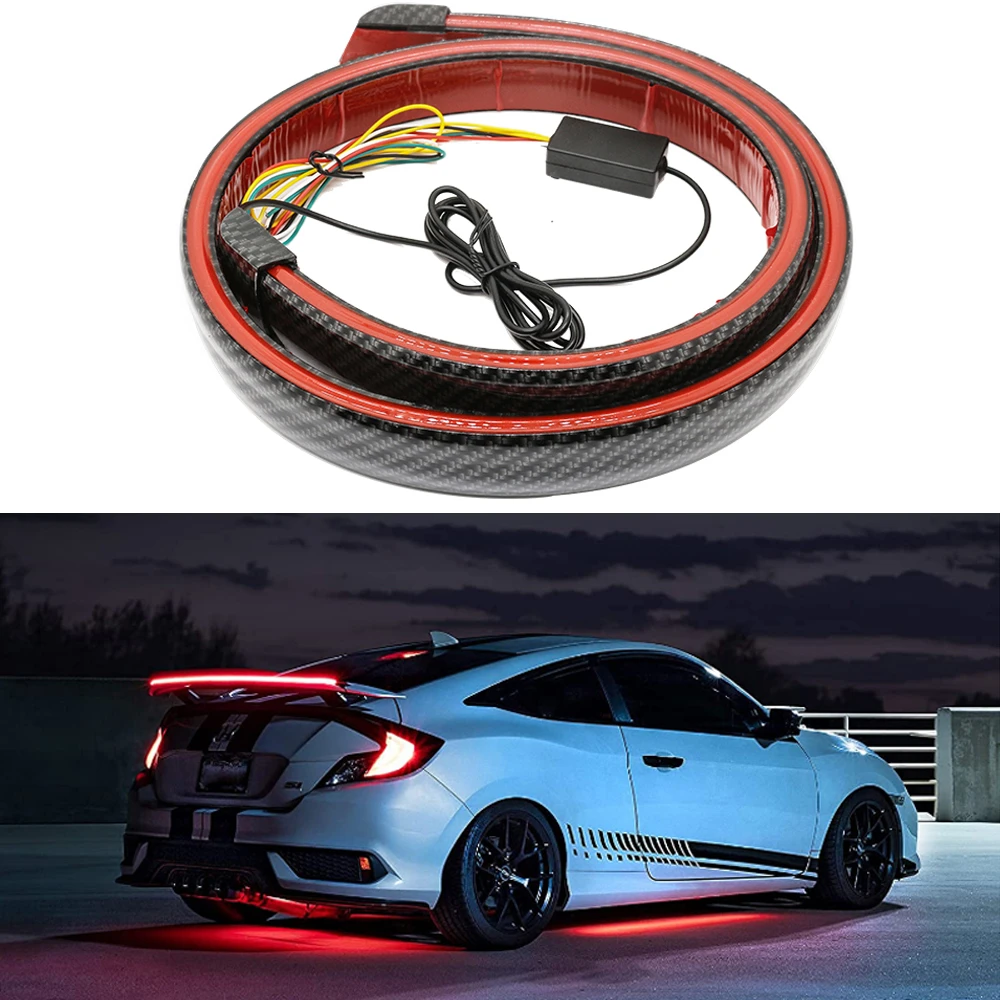 Dynamic Red MultiMode Car Carbon Rear Spoiler Sticker Led Strip Brake ...