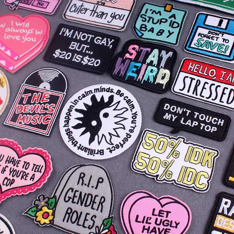 Letter Patch Embroidered Patches For Clothing DIY Slogan Iron On ...