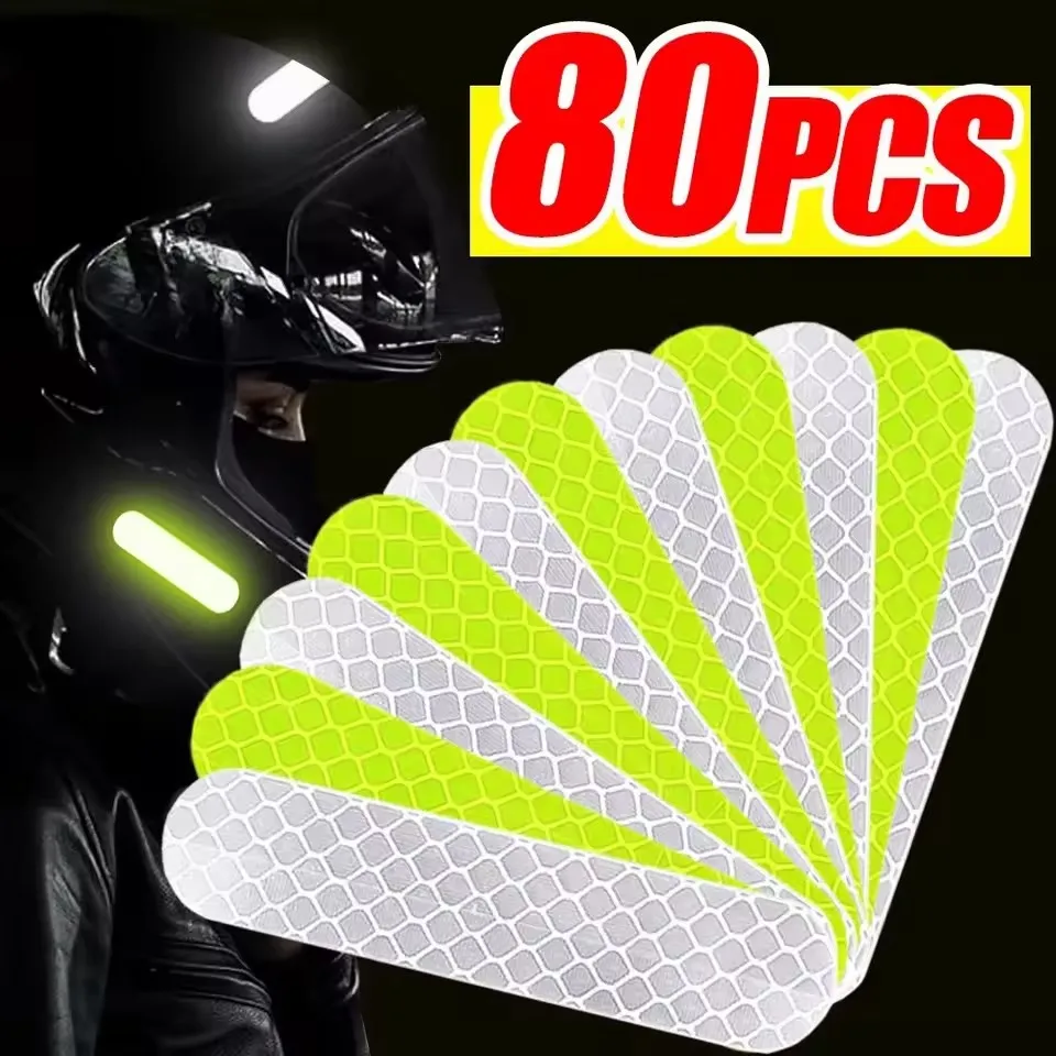 10/40/80PCS Night Reflective Strip Warning Stickers Waterproof High ...