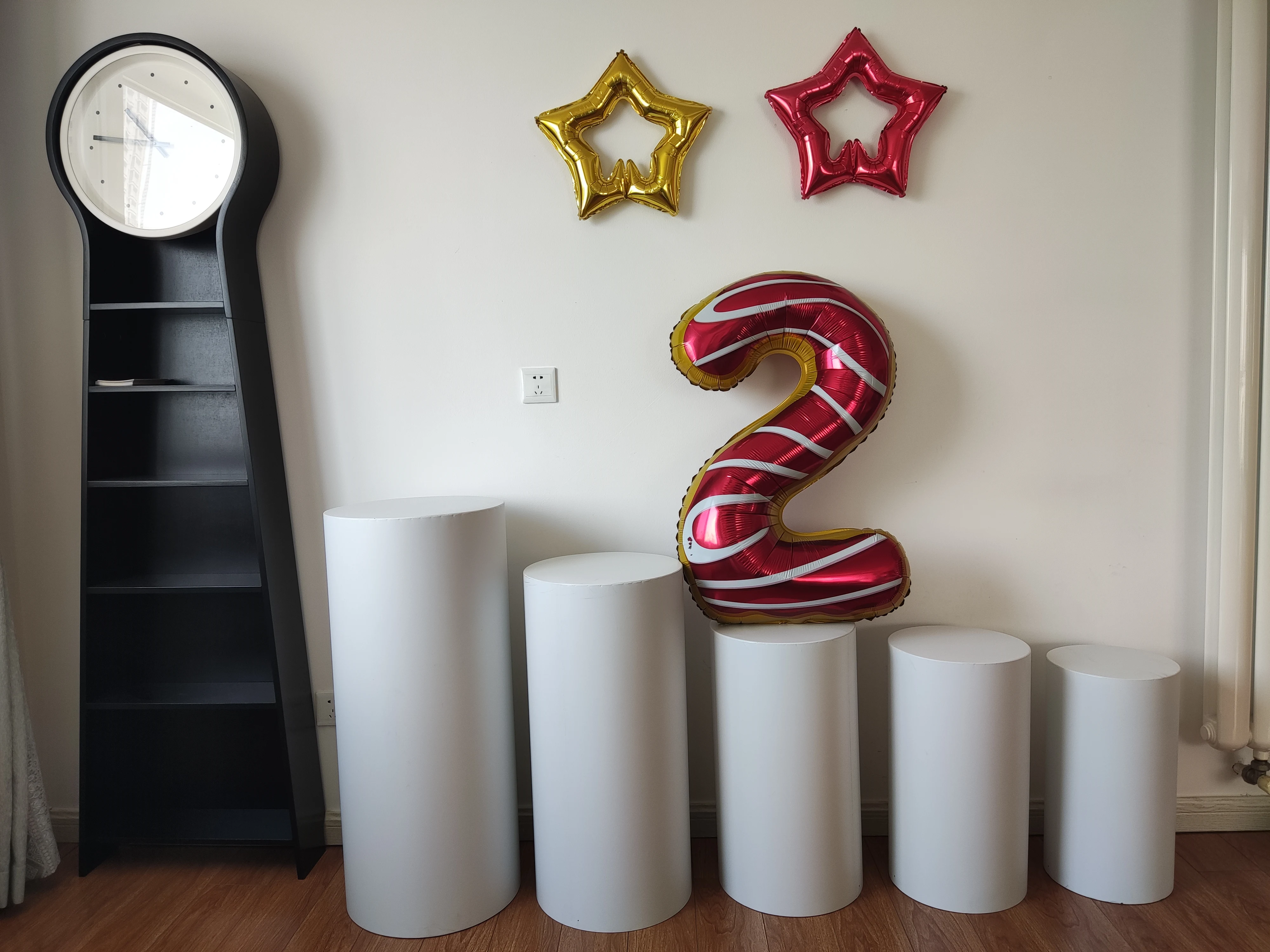 Custom Siz Round Cylinder Pedestal Elastic Cloth White Gold Cake Rack ...