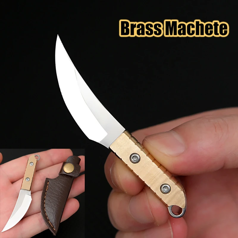 Brass-Small-Scimitar-Blade-Mini-Straight-Knife-Carry-Keychain-Open-Box ...