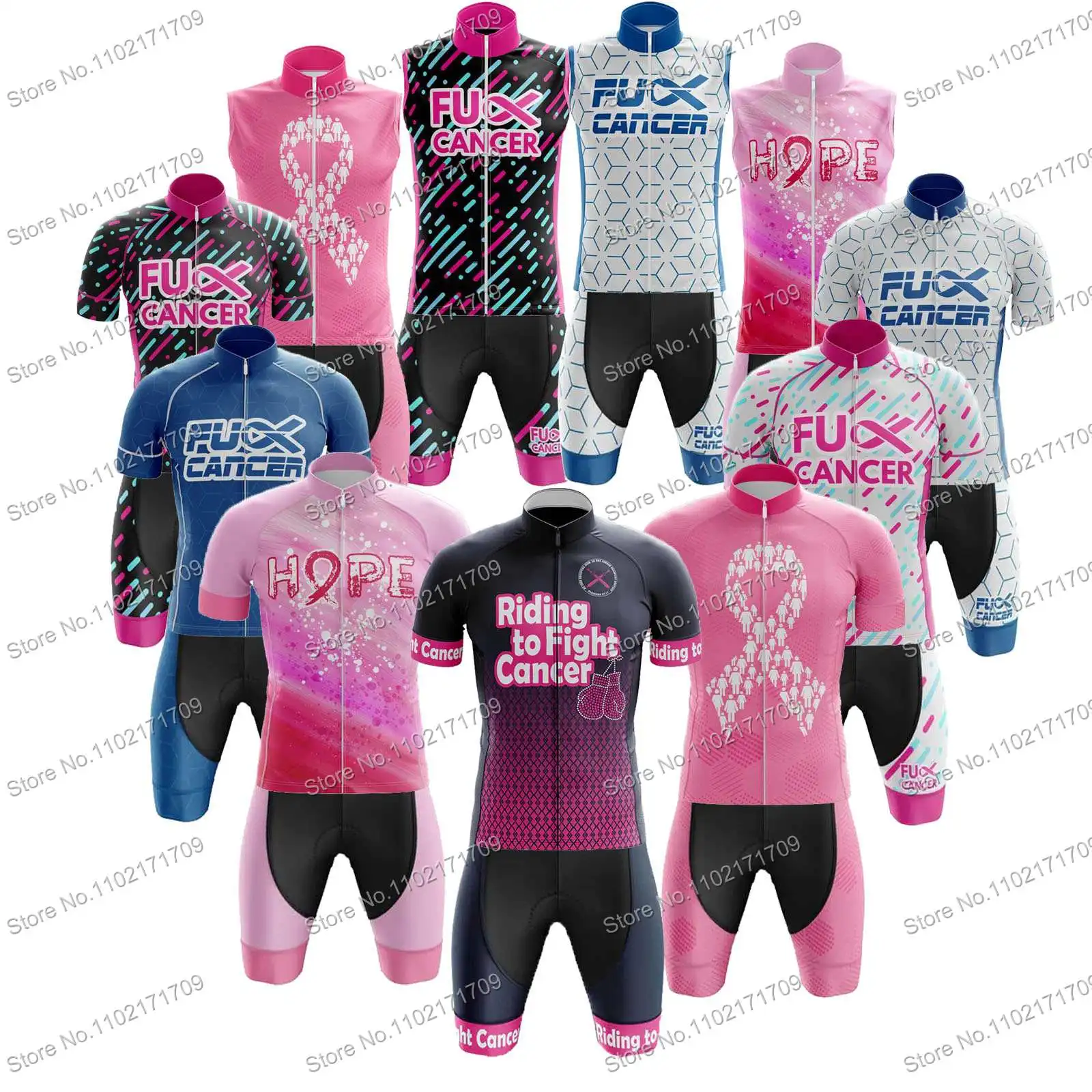 Riding to Fight Cancer Cycling Jersey Set Mens and Womens FU Cancer ...