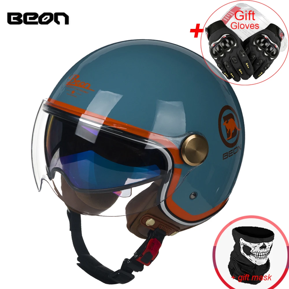 Beon Motorcycle Helmet 3/4 Gift Gloves Winter retro Vehicle Bicycle ...