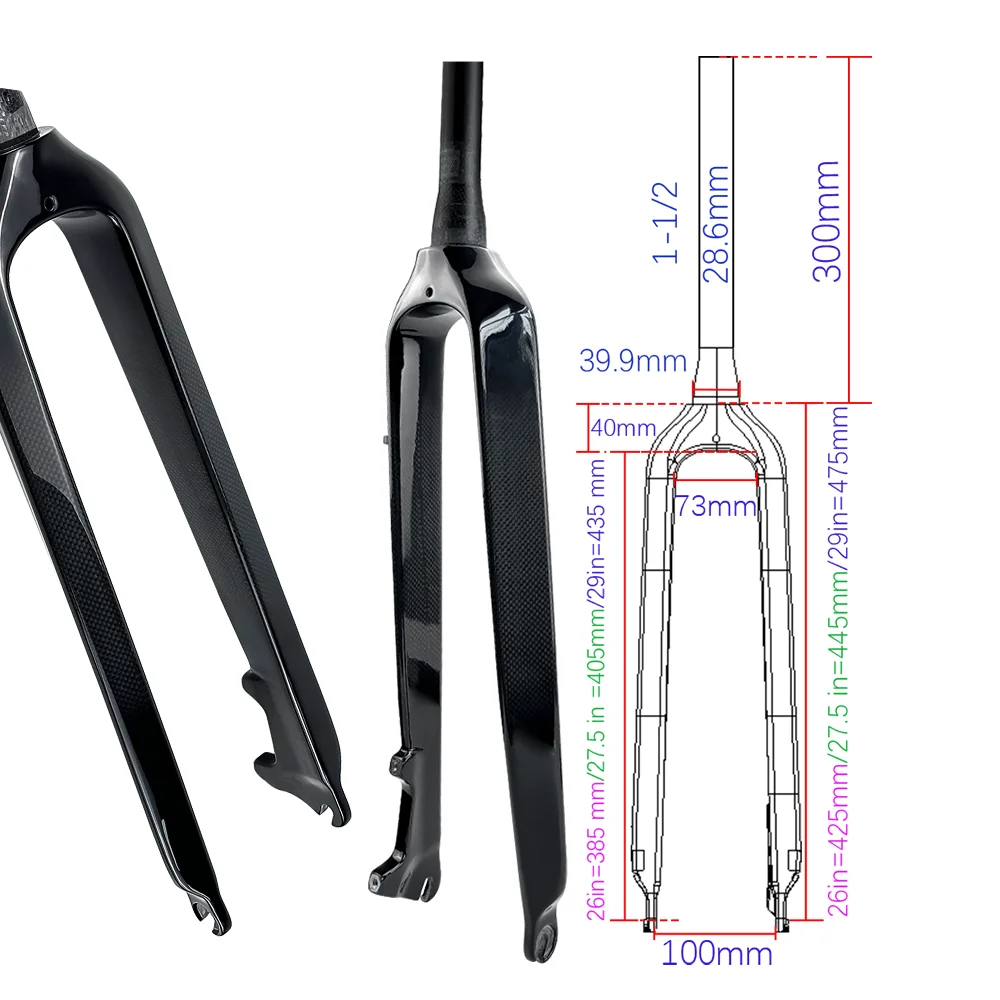 Carbon Fiber BALUGOE Starre Gabel MTB Fahrrad Schnell Abnehmbare ...