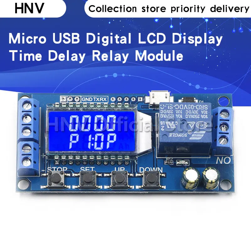 6-30V Micro USB Digital LCD Display Time Delay Relay Module Control Timer Switch Trigger Cycle ...