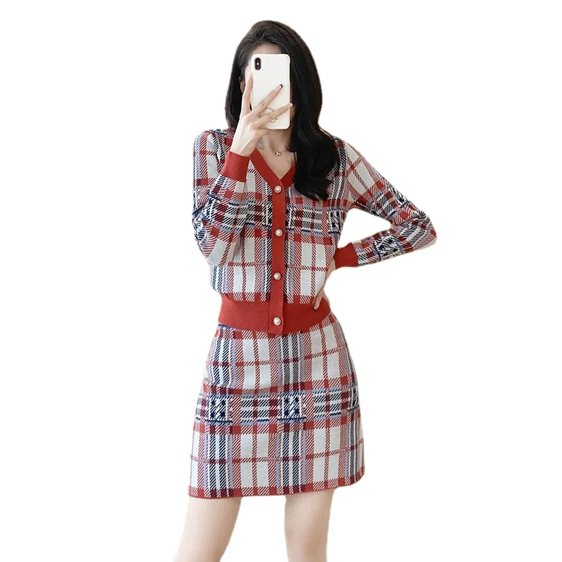 Women-New-Sexy-Two-piece-Clothes-Set-Women-s-Suit-Plaid-Top-and-High ...